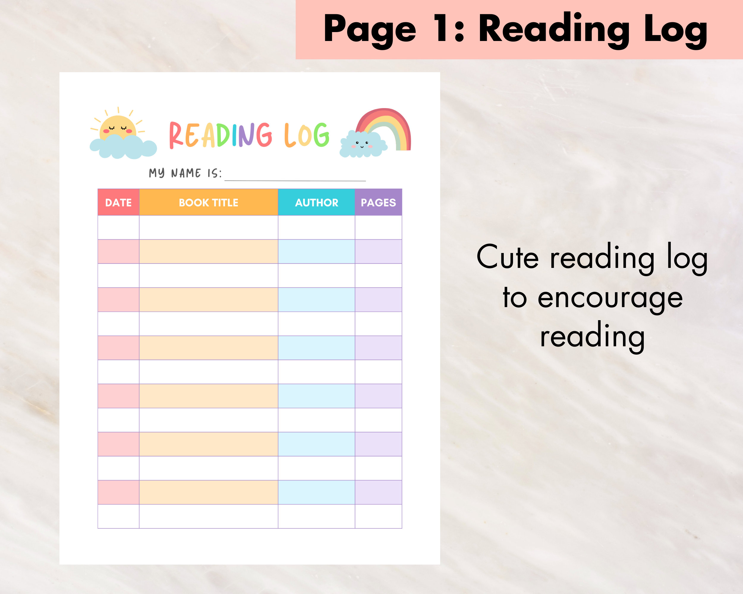 Printable Kids Reading Log Rainbow, Kids Book Tracker Bookmarks ...