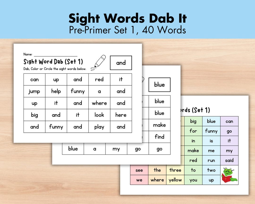Dolch Sight Words Dab It Worksheet, Sight Word Activity, Printable ...