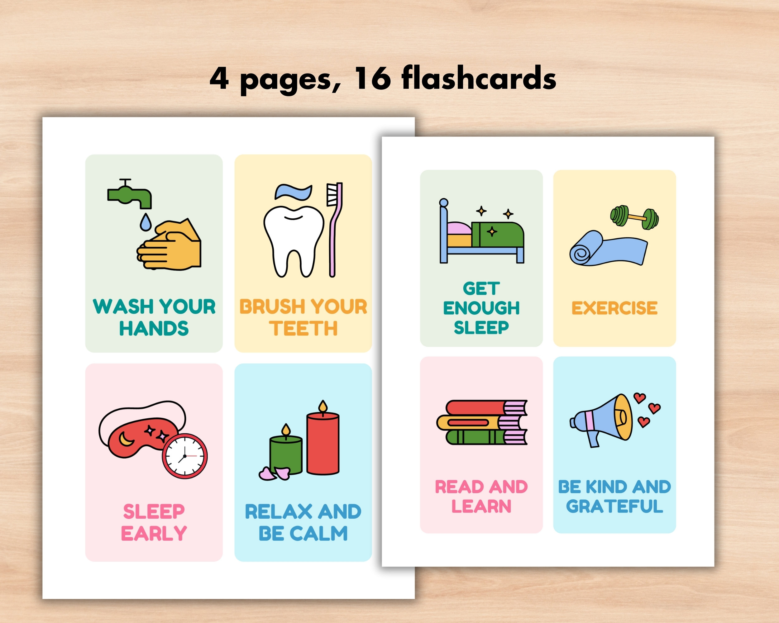 16 Healthy Habits Lifestyle Flashcards, Printable Montessori Flash ...