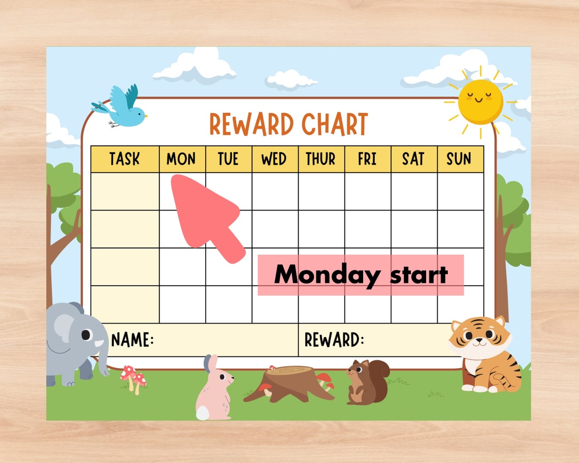 Zoo Animal Reward Chart Toddler, Jungle Potty Training,printable ...