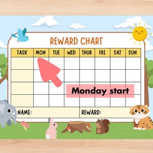 Zoo Animal Reward Chart Toddler, Jungle Potty Training,printable ...
