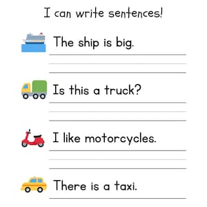 Sentence Writing Practice Worksheets, Printable Writing English ...