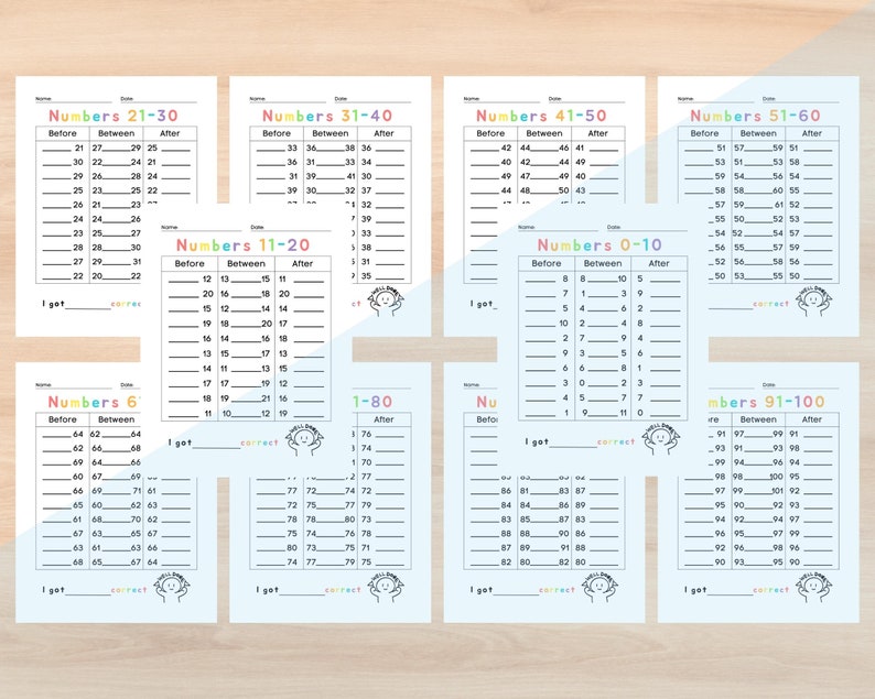 Maths Missing Numbers Worksheets 0-100 Printable, Preschool Math ...