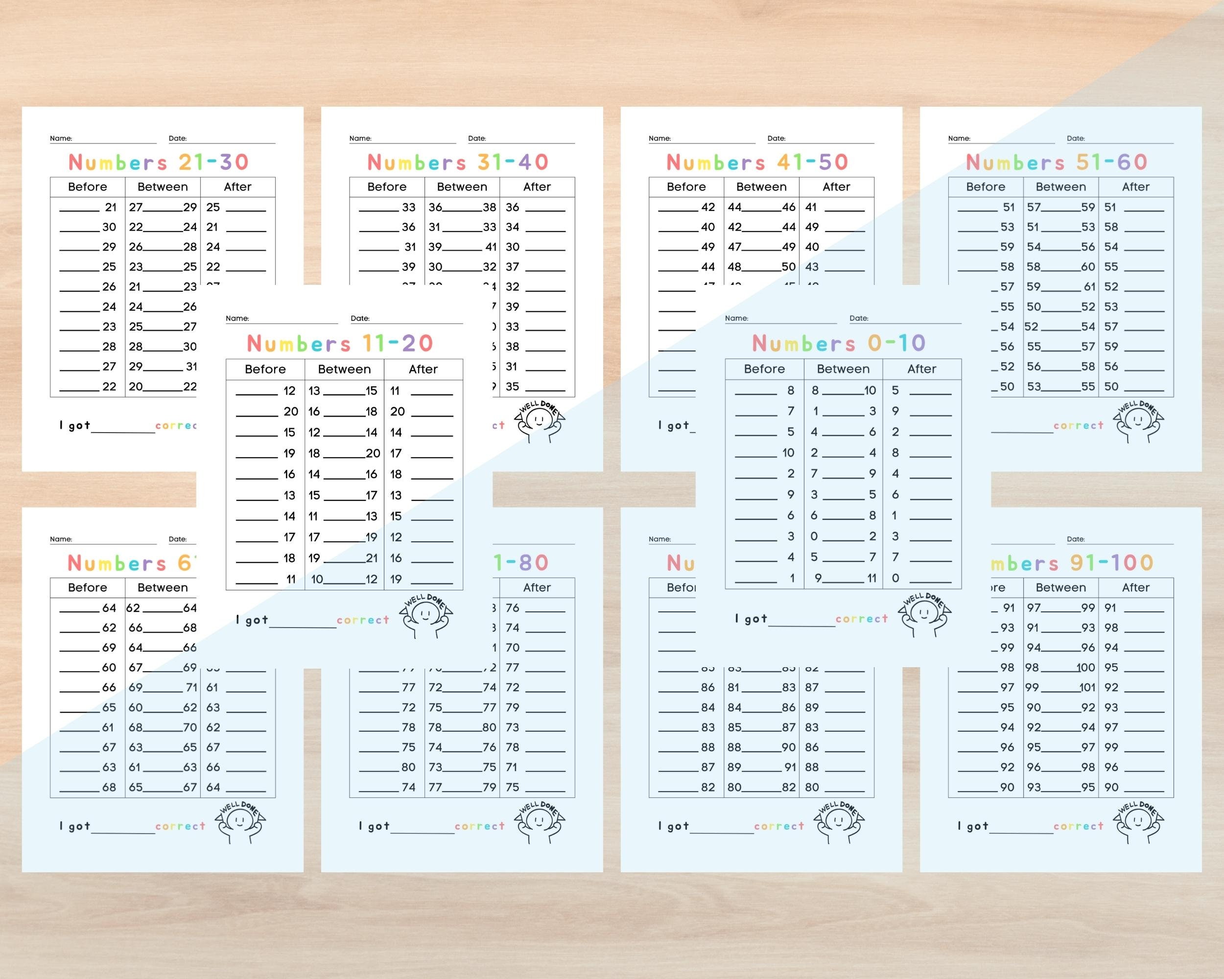 Maths Missing Numbers Worksheets 0-100 Printable, Preschool Math ...