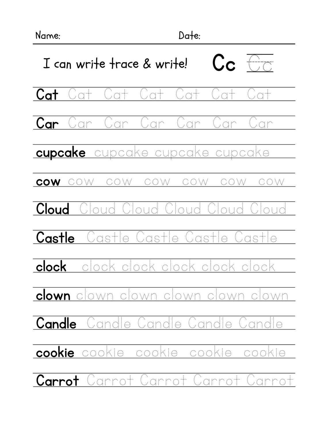 26 Trace the Words Worksheet, Printable Writing Activity, KG1 to Grade ...