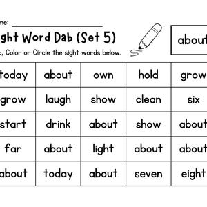 Sight Word Dab It Worksheet, Sight Word Activity, Printable Worksheets ...