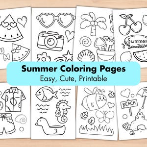 Summer Coloring Jumbo Pages for Kids, Printable Toddlers Kawaii ...