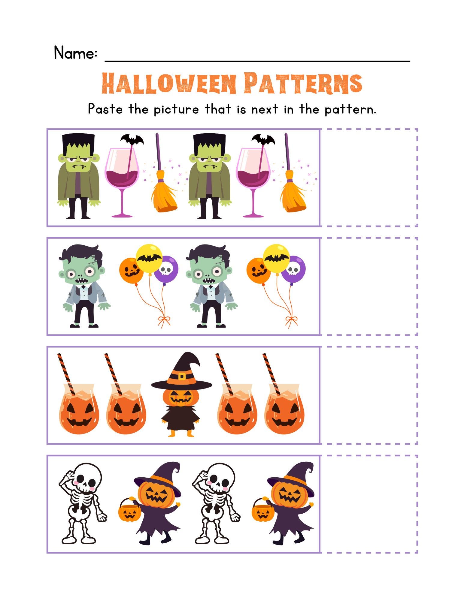 Pattern Worksheets, What Comes Next Game, Halloween Printable Busy Book ...