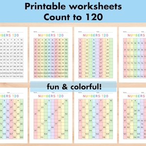 22 Printable Number Chart, Count to 120 Worksheets, Preschool Skip ...