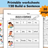 Write the Sentence Worksheets, Handwriting Trace Fun Facts, Printable ...