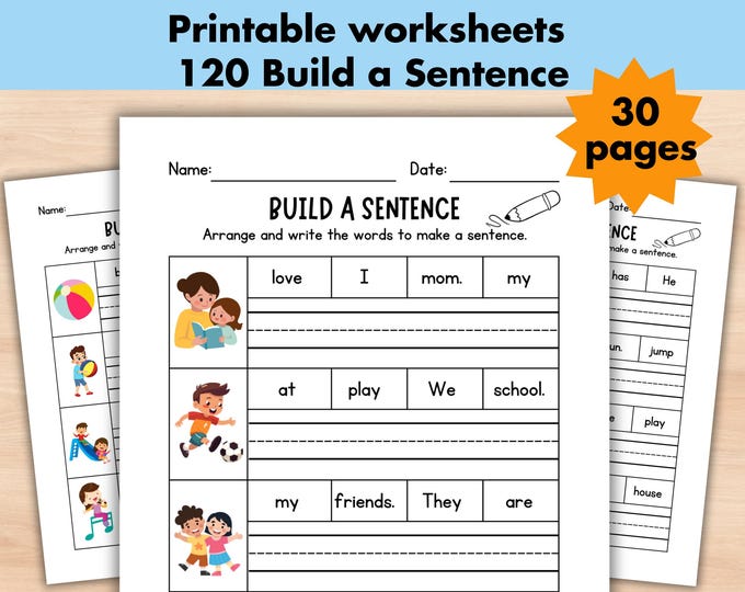 Write the Sentence Worksheets, Handwriting Trace Fun Facts, Printable ...