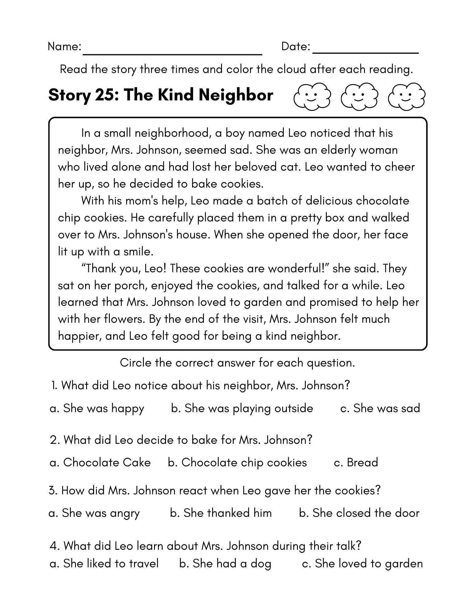 Reading Comprehension Worksheets, Stories With Questions, Reading ...