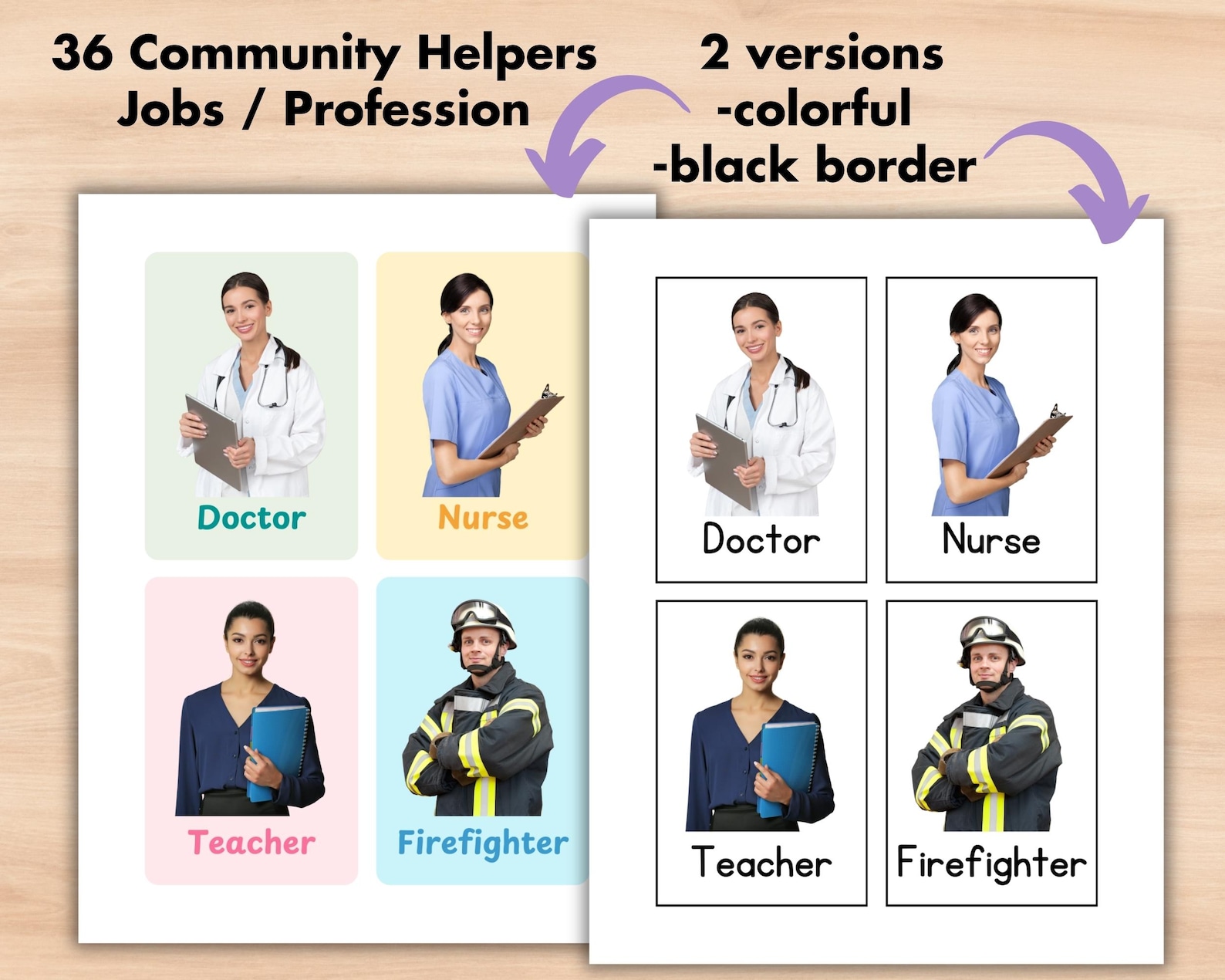 36 Community Helper Flashcards, Preschool Printable Job Occupation ...
