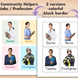 36 Community Helper Flashcards, Preschool Printable Job Occupation ...