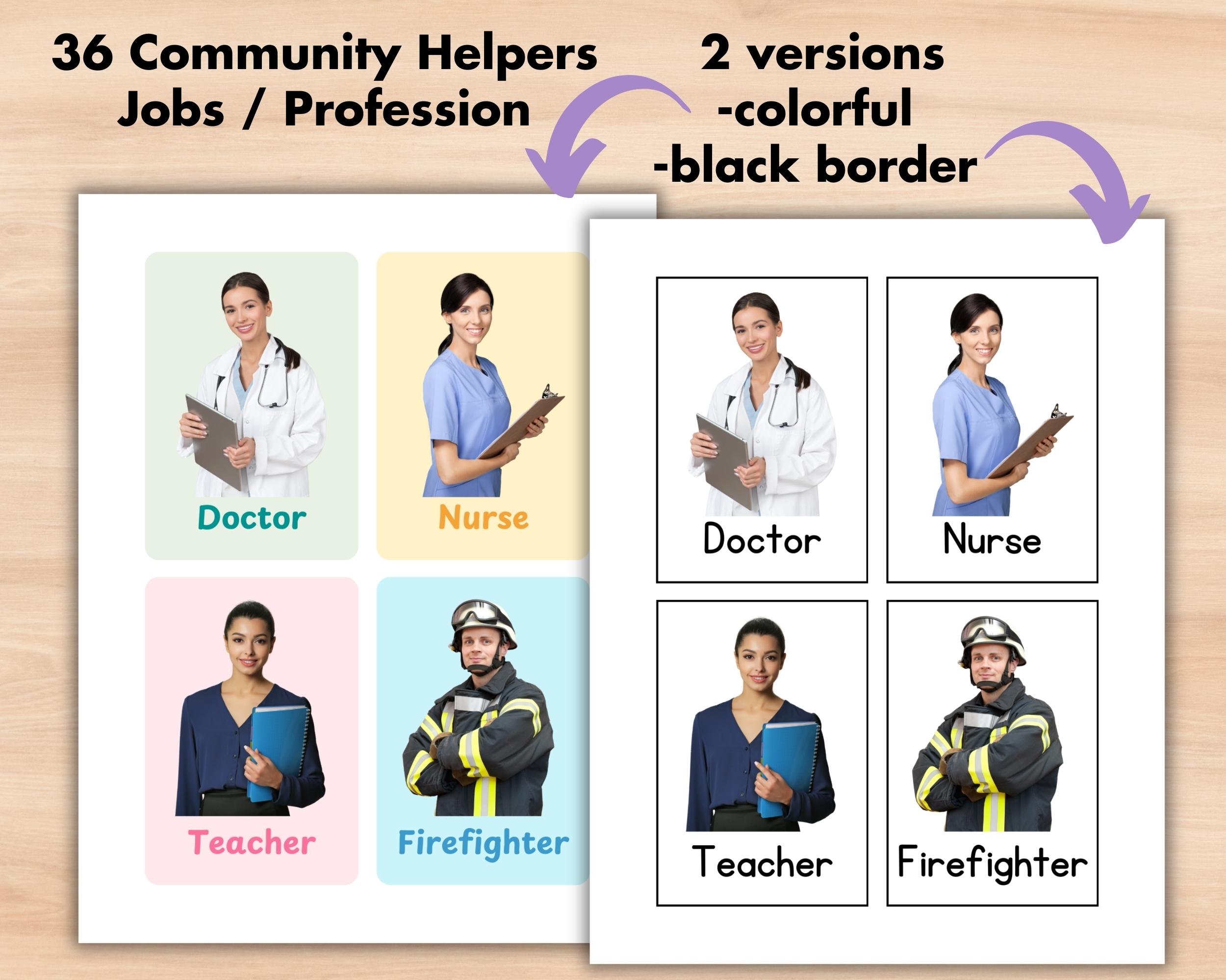 36 Community Helper Flashcards, Preschool Printable Job Occupation ...