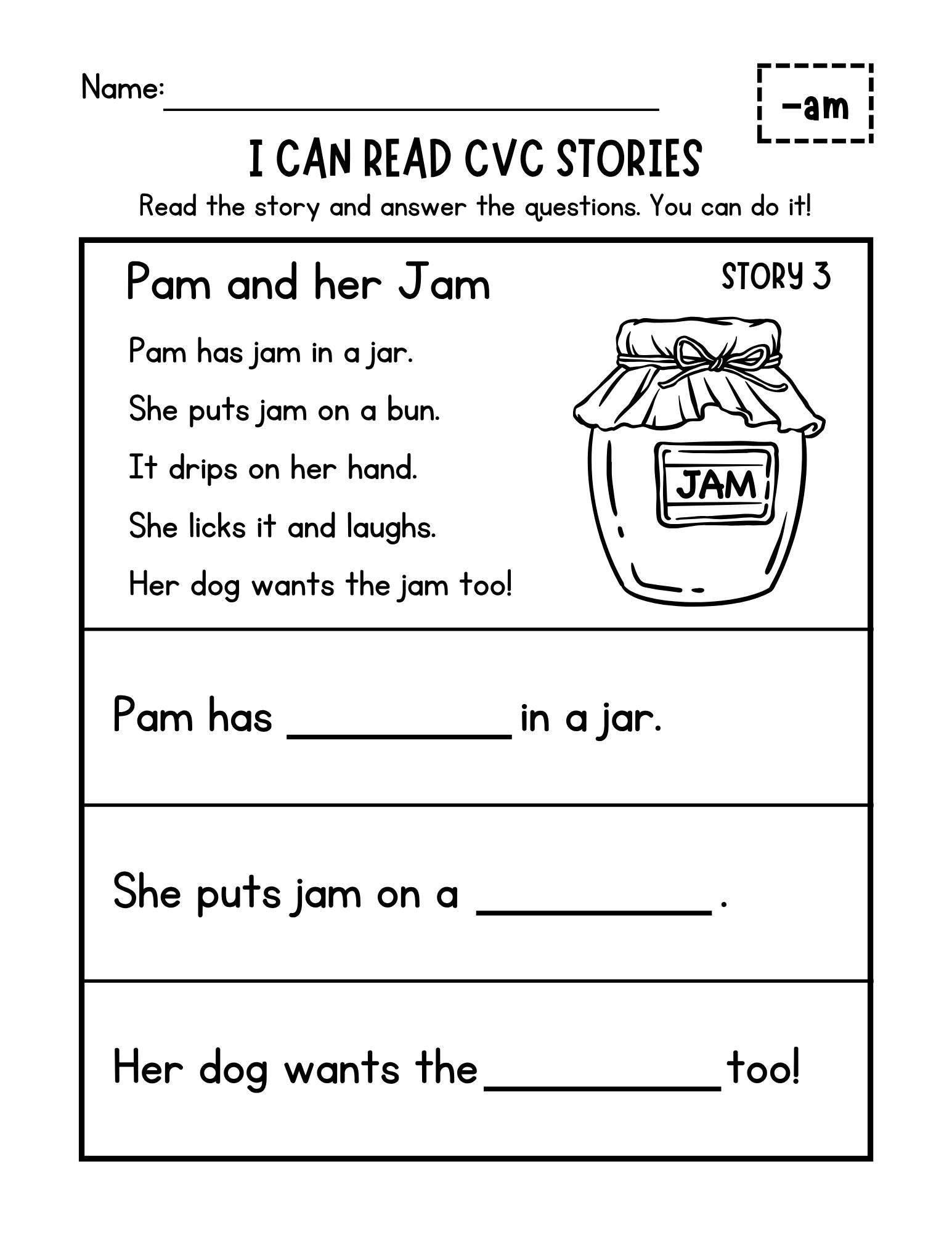 Reading Comprehension Worksheets, CVC Sentences for Kindergarten and ...
