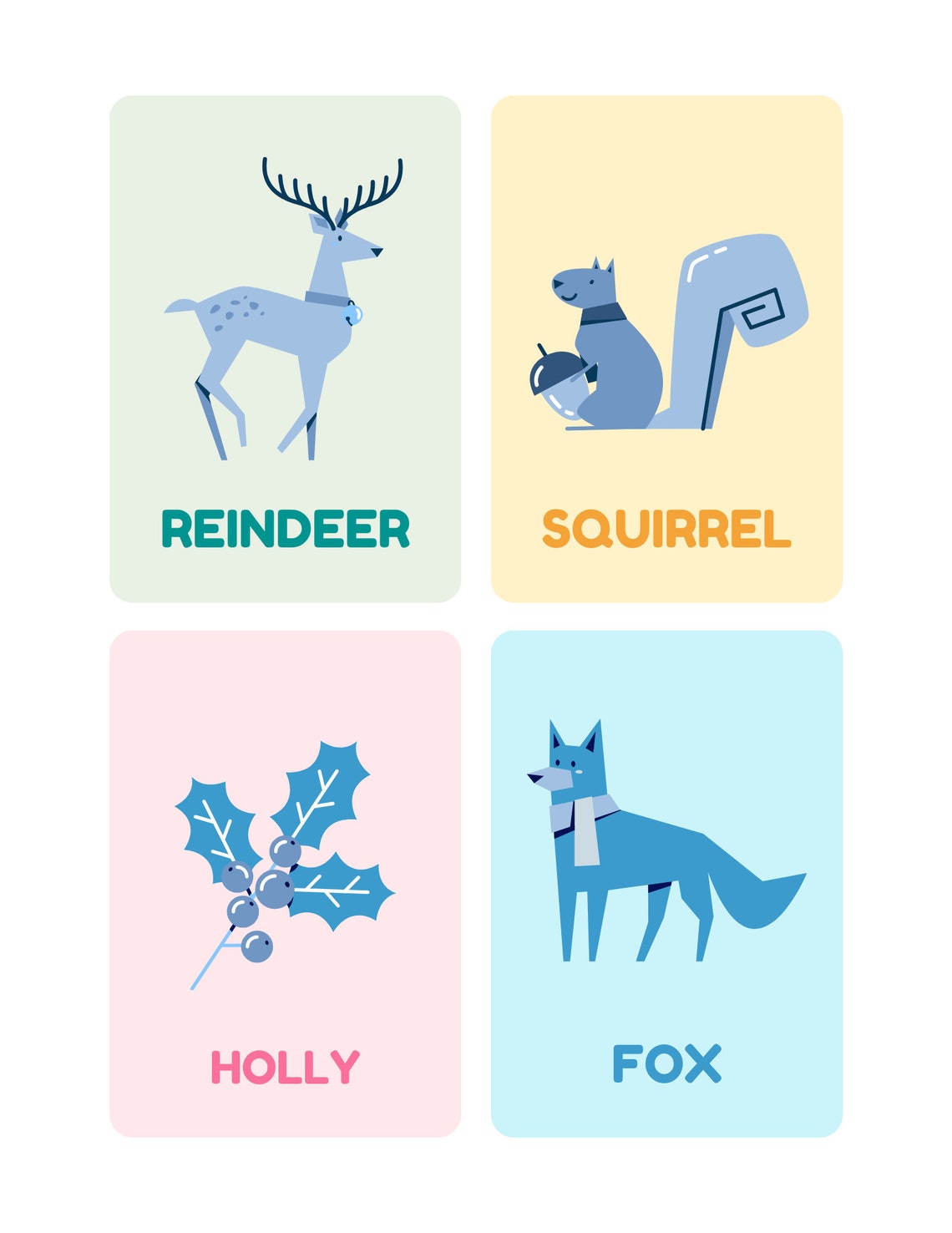 24 Winter Flashcards, Winter Vocabulary Nature Cards,printable ...