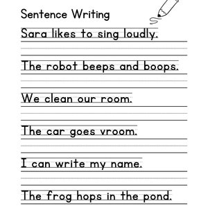 180 Write the Sentence Worksheets, Printable Sentences Writing Practice ...