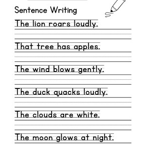 180 Write the Sentence Worksheets, Printable Sentences Writing Practice ...