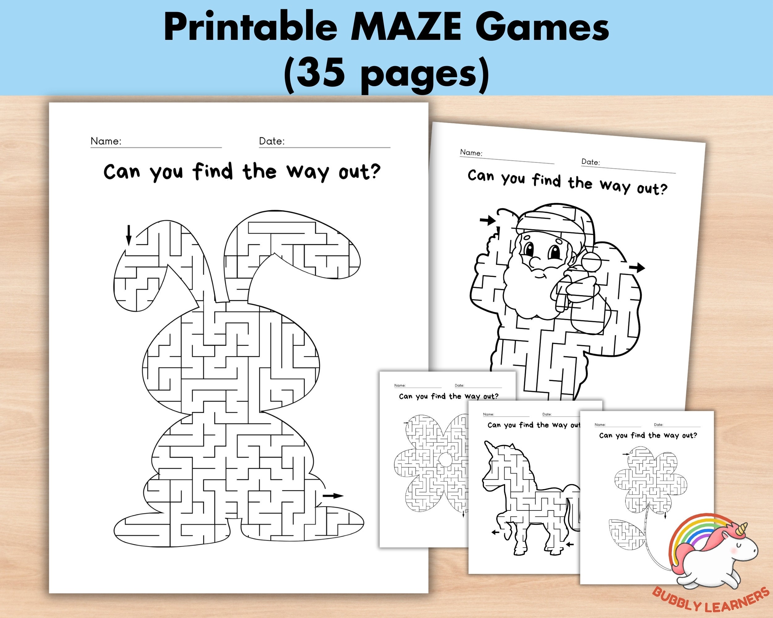 35 Printable Maze Puzzle Challenges, Children's Activities ...