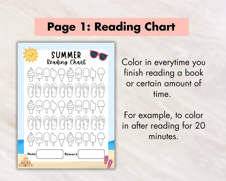 Summer Reading Chart Printable, Summer Reading Log Kids Book Tracker ...