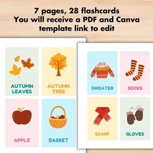 Canva EDITABLE 28 Autumn Flashcards, Fall Vocabulary Nature Card ...
