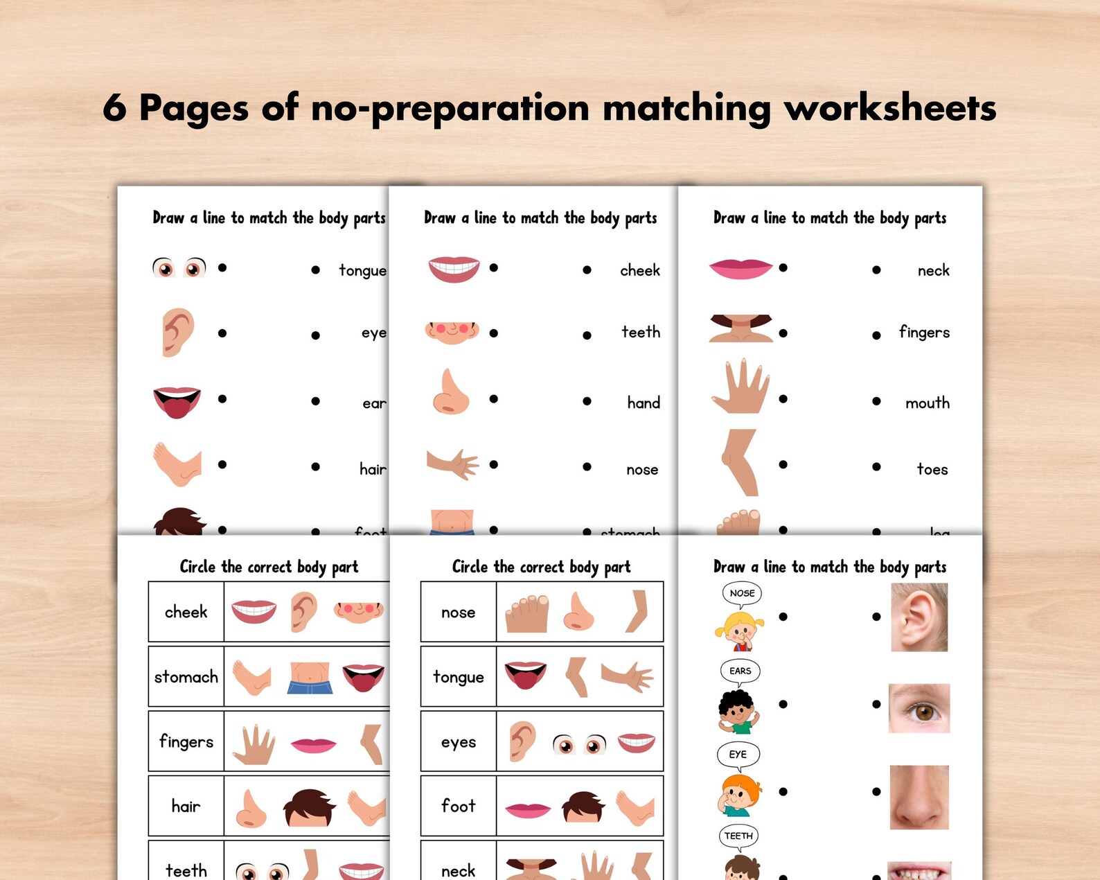 Body Part Matching Game, Toddler Busy Book Page, Instant Download ...