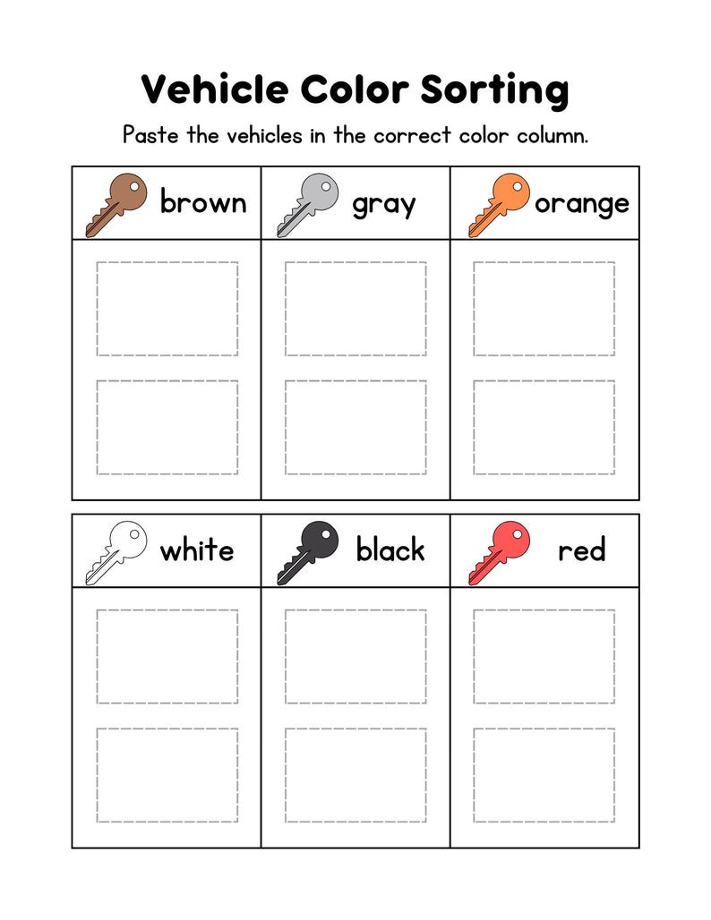 Car Color Learning Bundle, Colour Sorting Matching Game, Color Matching ...