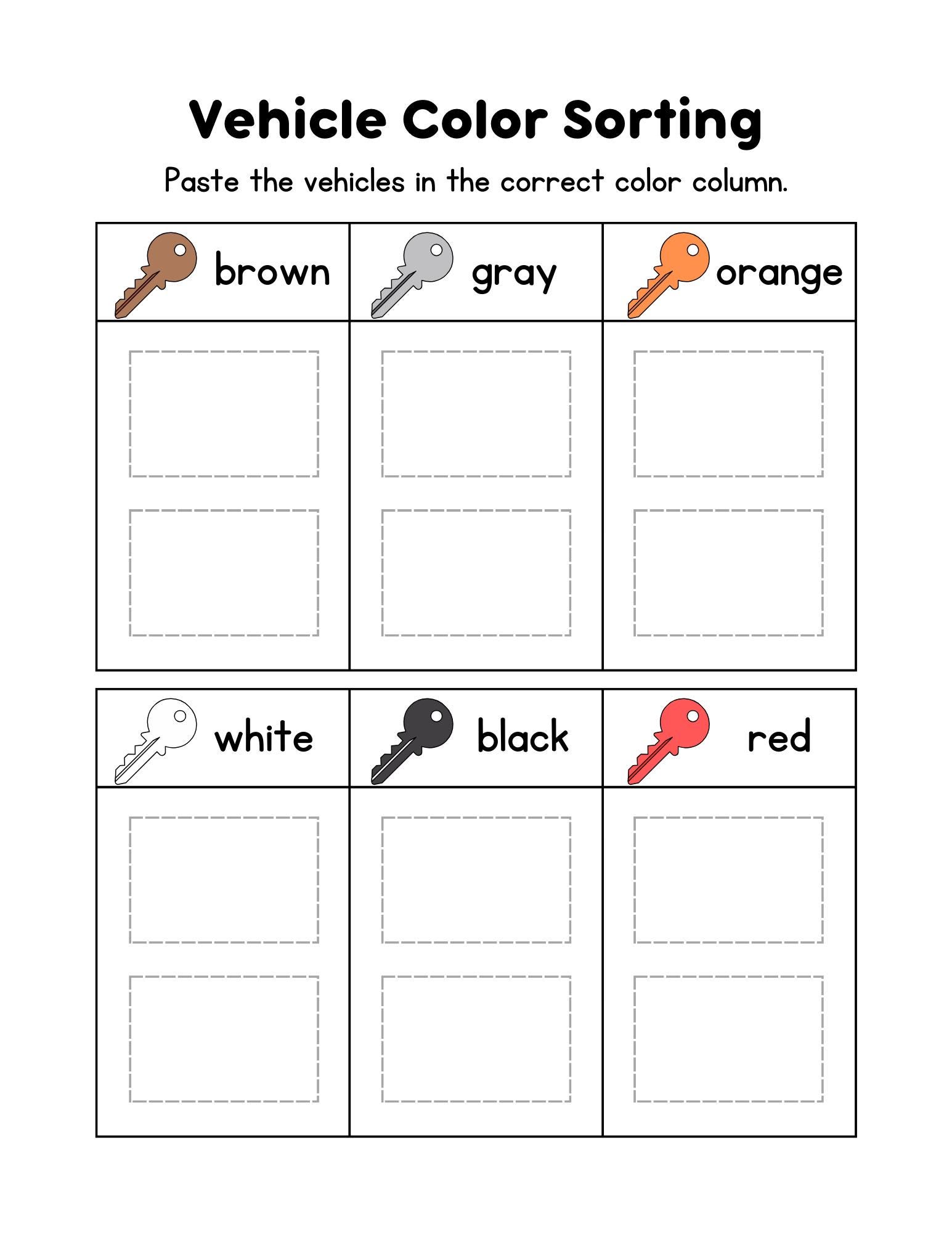 Car Color Learning Bundle, Colour Sorting Matching Game, Color Matching ...