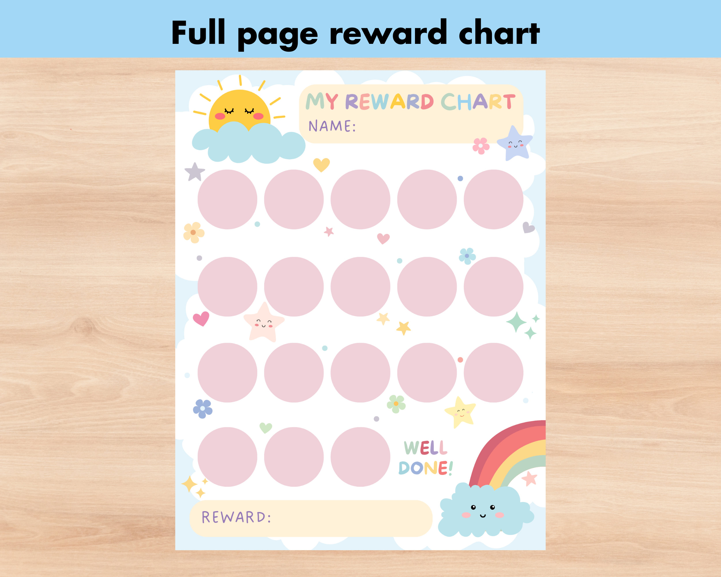 Printable Reward Chart Toddler, Rainbow Reward Chart Mini, Kids Routine ...