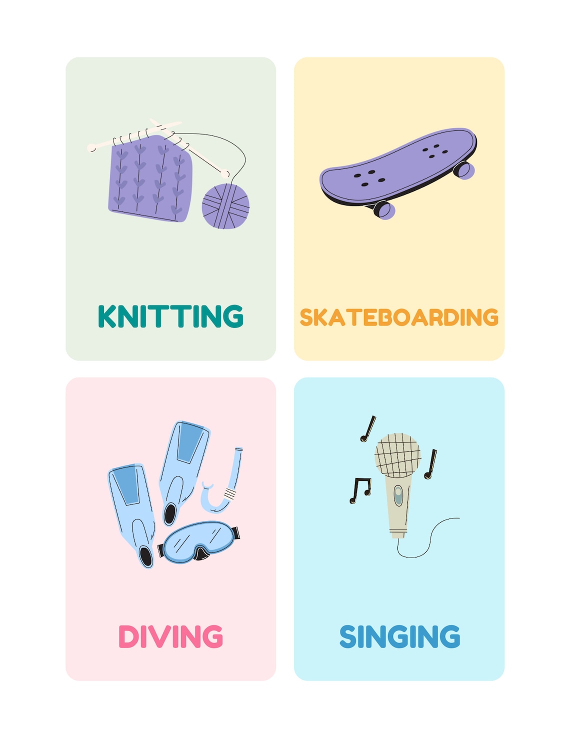 32 Hobby Flashcards, Printable Montessori Flash Cards,pre-school Cards ...