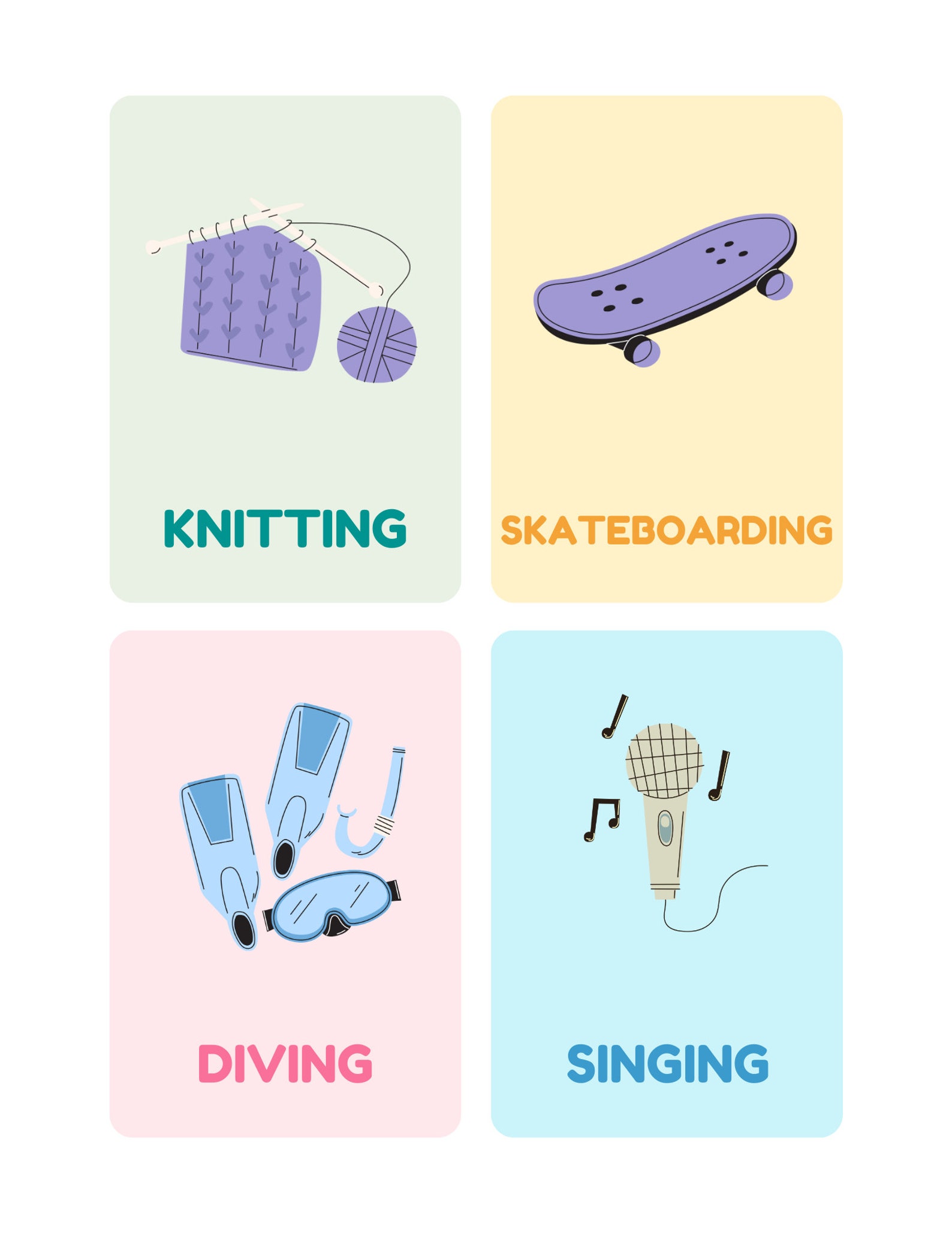 32 Hobby Flashcards, Printable Montessori Flash Cards,pre-school Cards ...