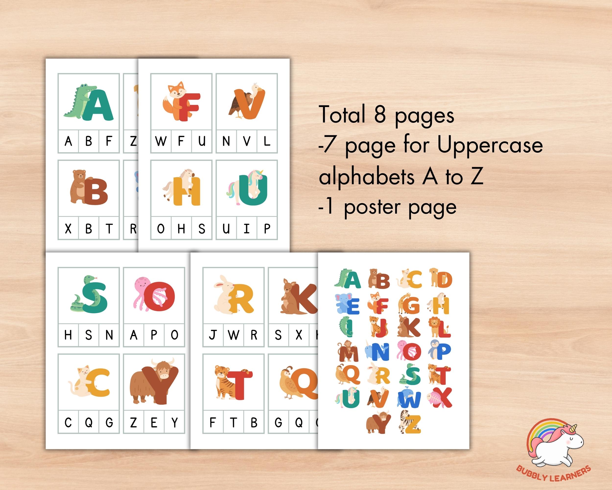 Alphabet Clip Cards, Uppercase A to Z, Preschool Alphabet Activities ...
