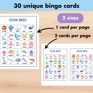 Ocean Bingo for Kid, Under the Sea Beach Bingo, 30 Printable Ocean ...