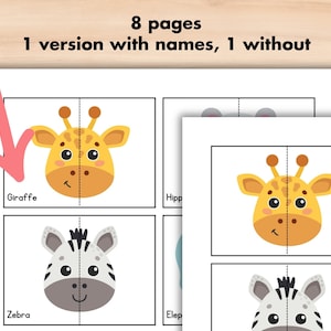 32 Animals Matching Game for Kids, Symmetry Puzzle, Match Picture Card ...