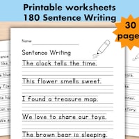 Write the Sentence Worksheets, Handwriting Trace Fun Facts, Printable ...