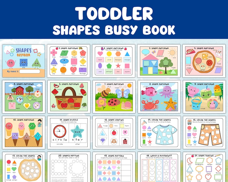 Toddler Learning Binder, Shapes Matching Busybook, Shape Sorting Game ...