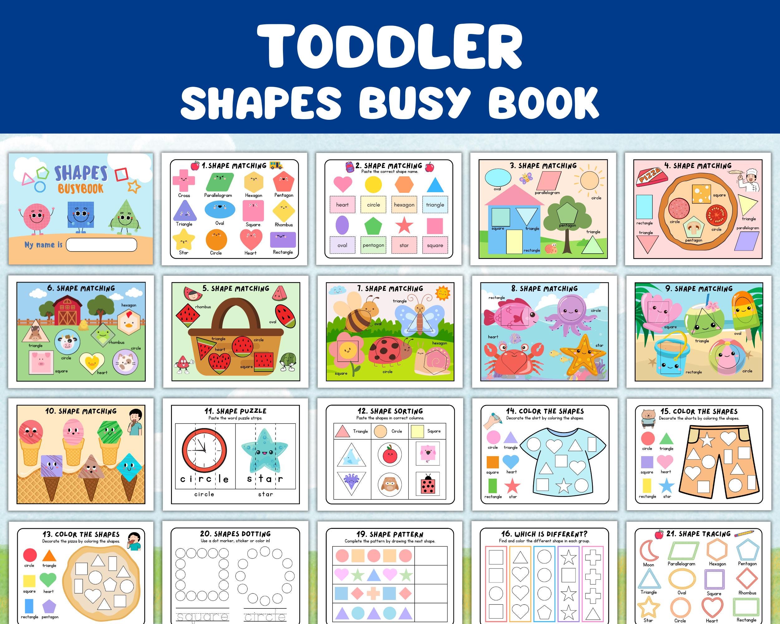 Toddler Learning Binder, Shapes Matching Busybook, Shape Sorting Game ...
