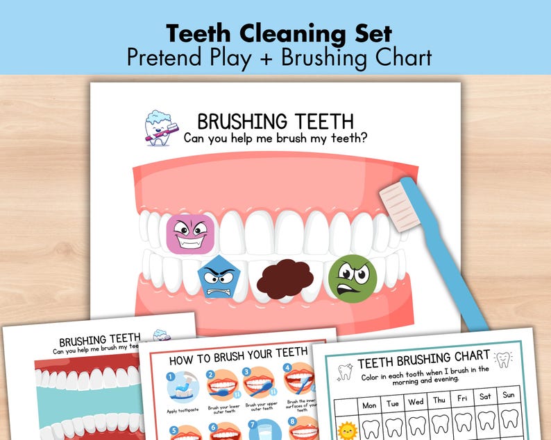 Brush Teeth Brushing Activity, Kids Dental Health Care, Printable ...