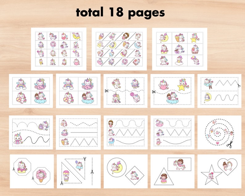 Unicorn Scissors Strips Cutting Practice Sheets, Printable Preschool ...