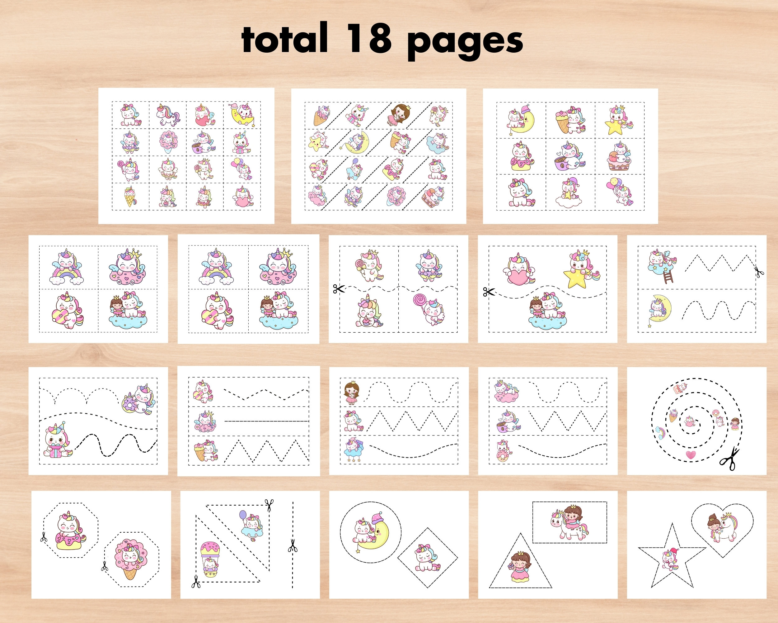 Unicorn Scissors Strips Cutting Practice Sheets, Printable Preschool ...