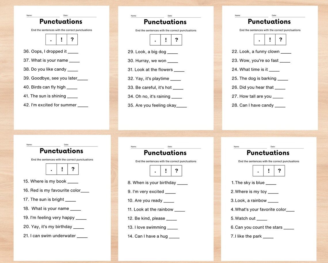 42 Punctuation Worksheets, Preschool Printable Workbook, Punctuation ...