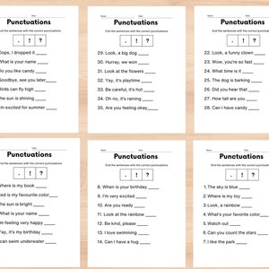 42 Punctuation Worksheets, Preschool Printable Workbook, Punctuation ...