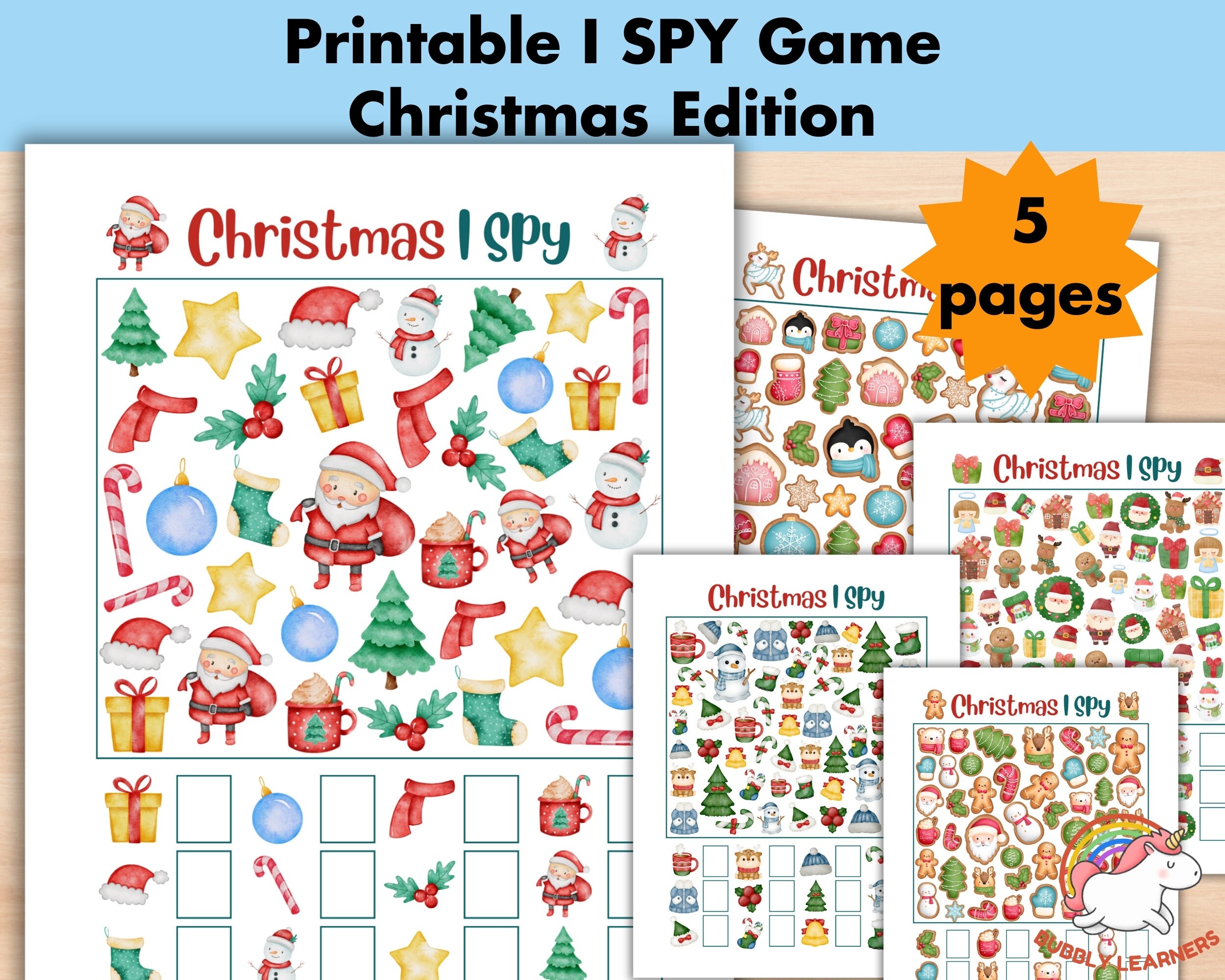 Christmas I Spy Printable Games Christmas Game Toddler & - Etsy