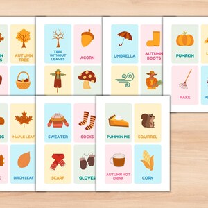 Canva EDITABLE 28 Autumn Flashcards, Fall Vocabulary Nature Card ...