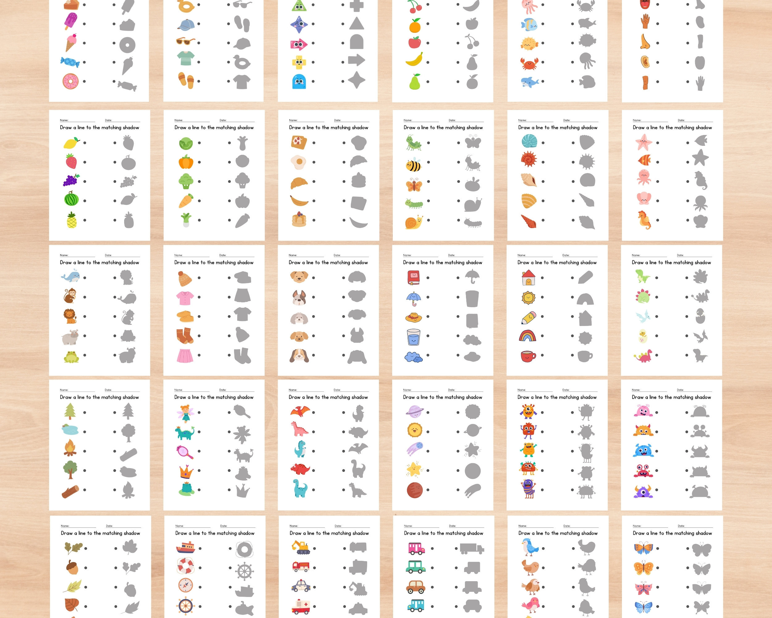 Shadow Matching Worksheets, Match the Picture, Kindergarten Preschool ...