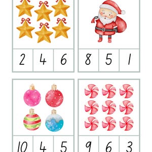 Printable Christmas Count and Clip Cards, Numbers 1-10, Preschool Math ...