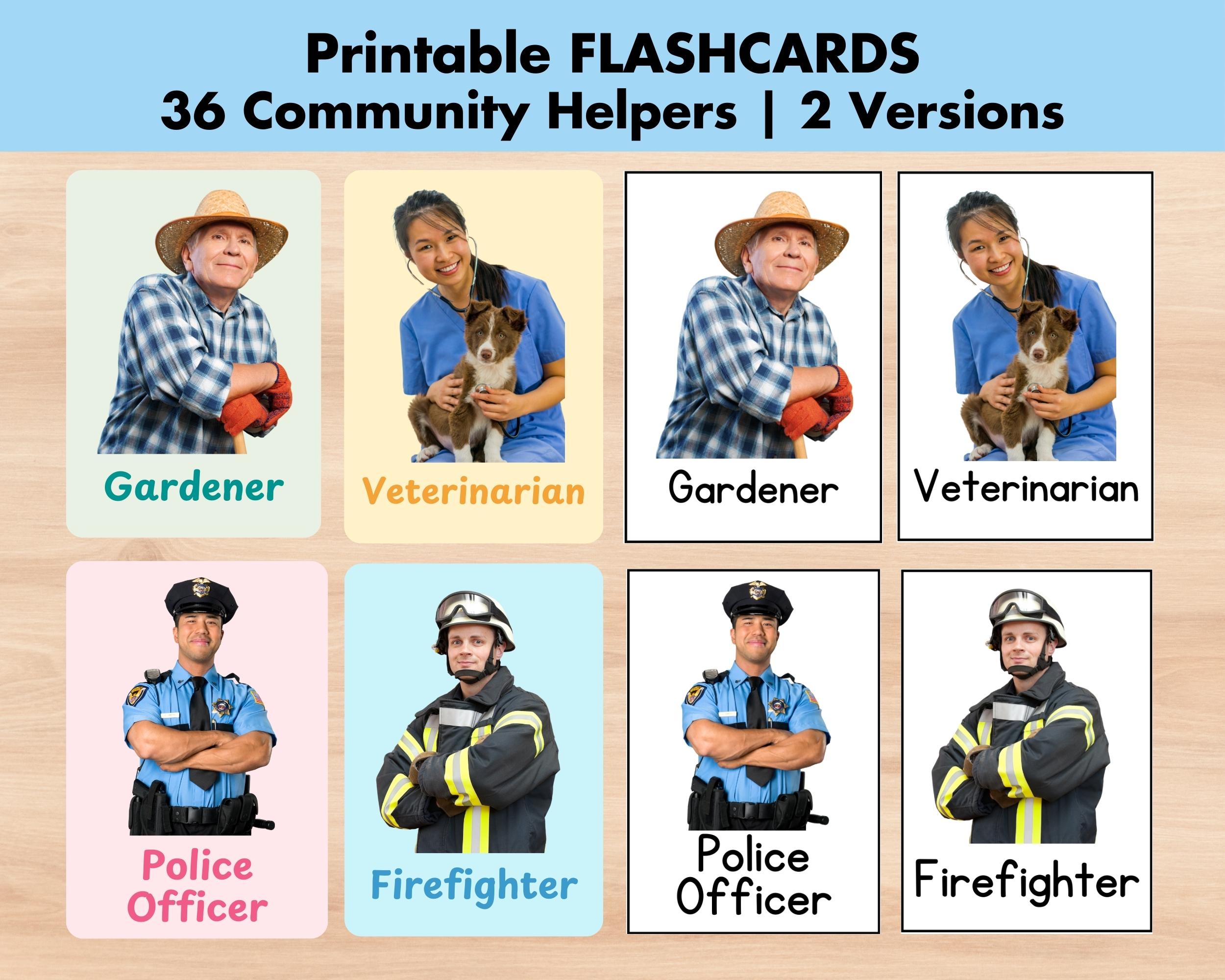 36 Community Helper Flashcards, Preschool Printable Job Occupation ...
