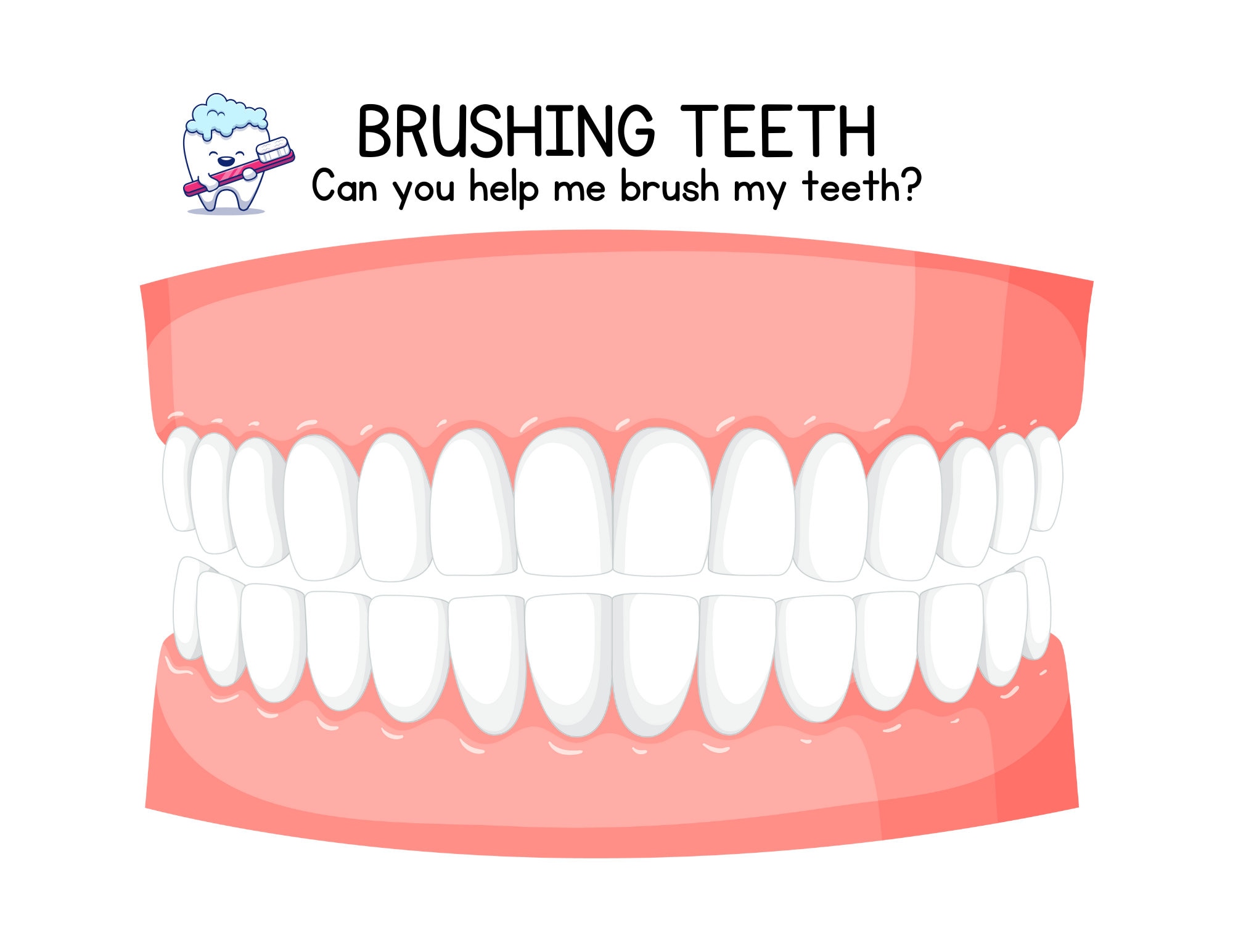 Brush Teeth Brushing Activity, Kids Dental Health Care, Printable ...