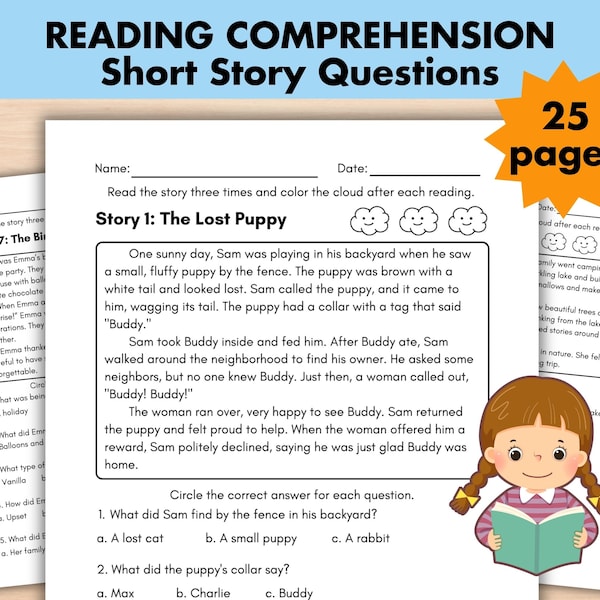 50 Kindergarten 1st Grade Reading Comprehension Passages Worksheets ...
